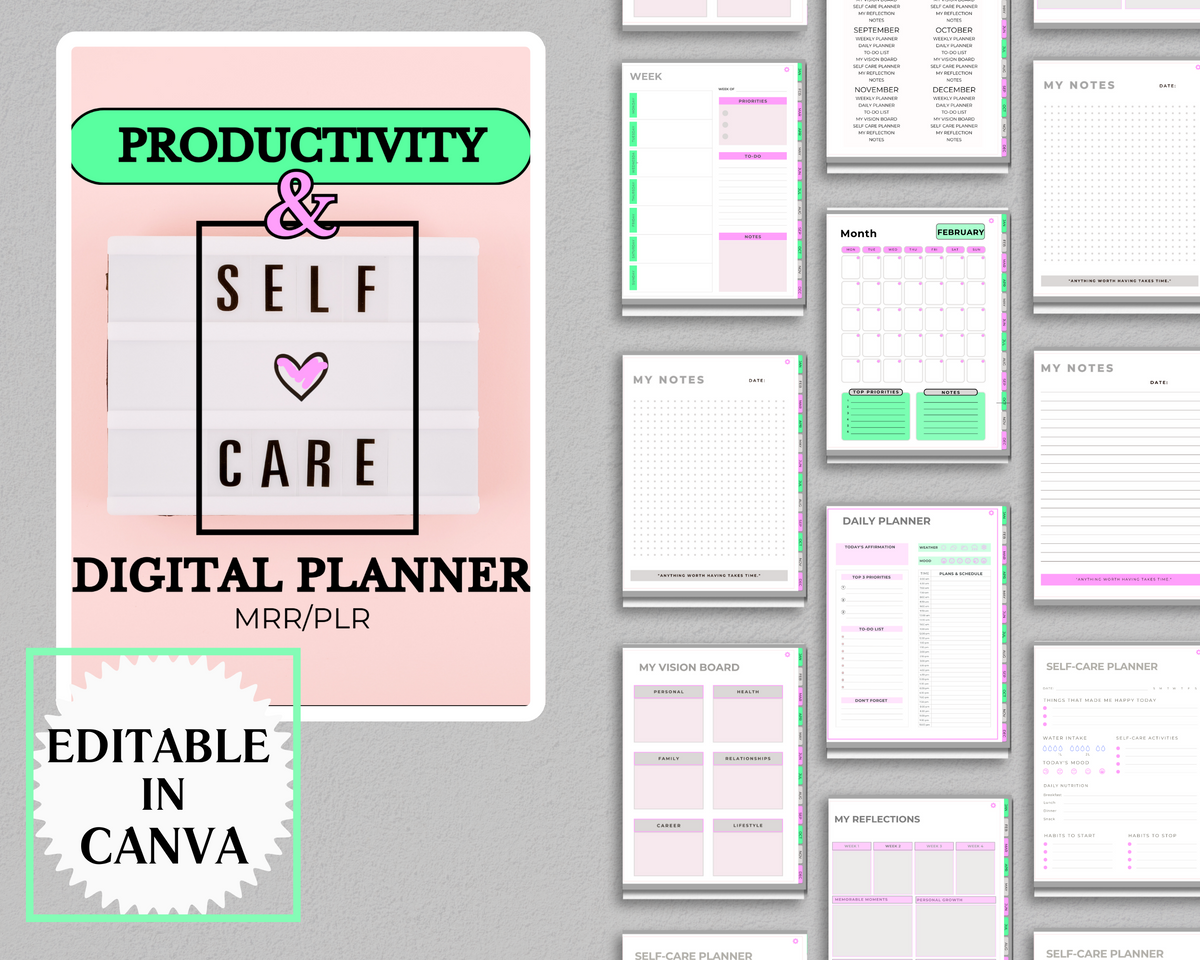 Digital Self Care Planner | Undated Planner for Mental Health, Anxiety ...