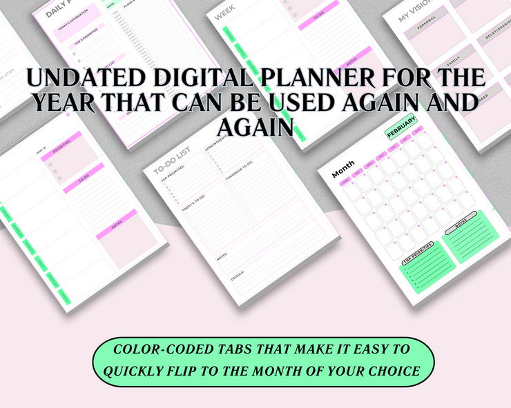 Digital Self Care Planner | Undated Monthly, Weekly, & Daily Planner f ...
