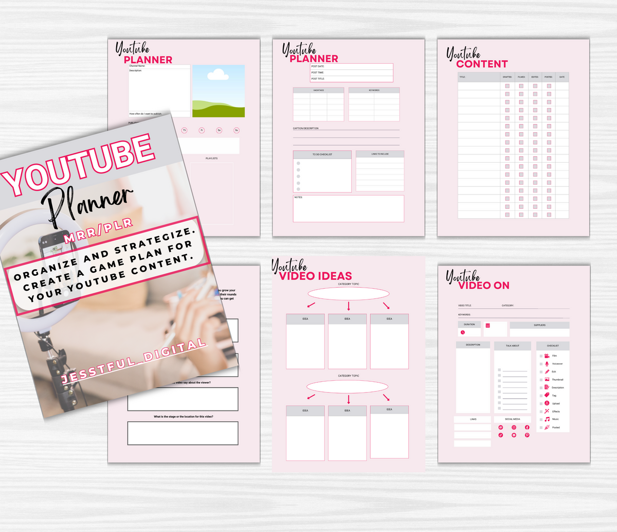 YouTube Planner Canva | Digital Social Media Tracker | Printable YouTu ...