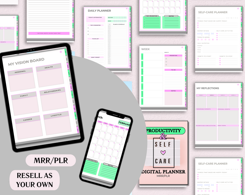 Digital Self Care Planner | Undated Monthly, Weekly, & Daily Planner f ...