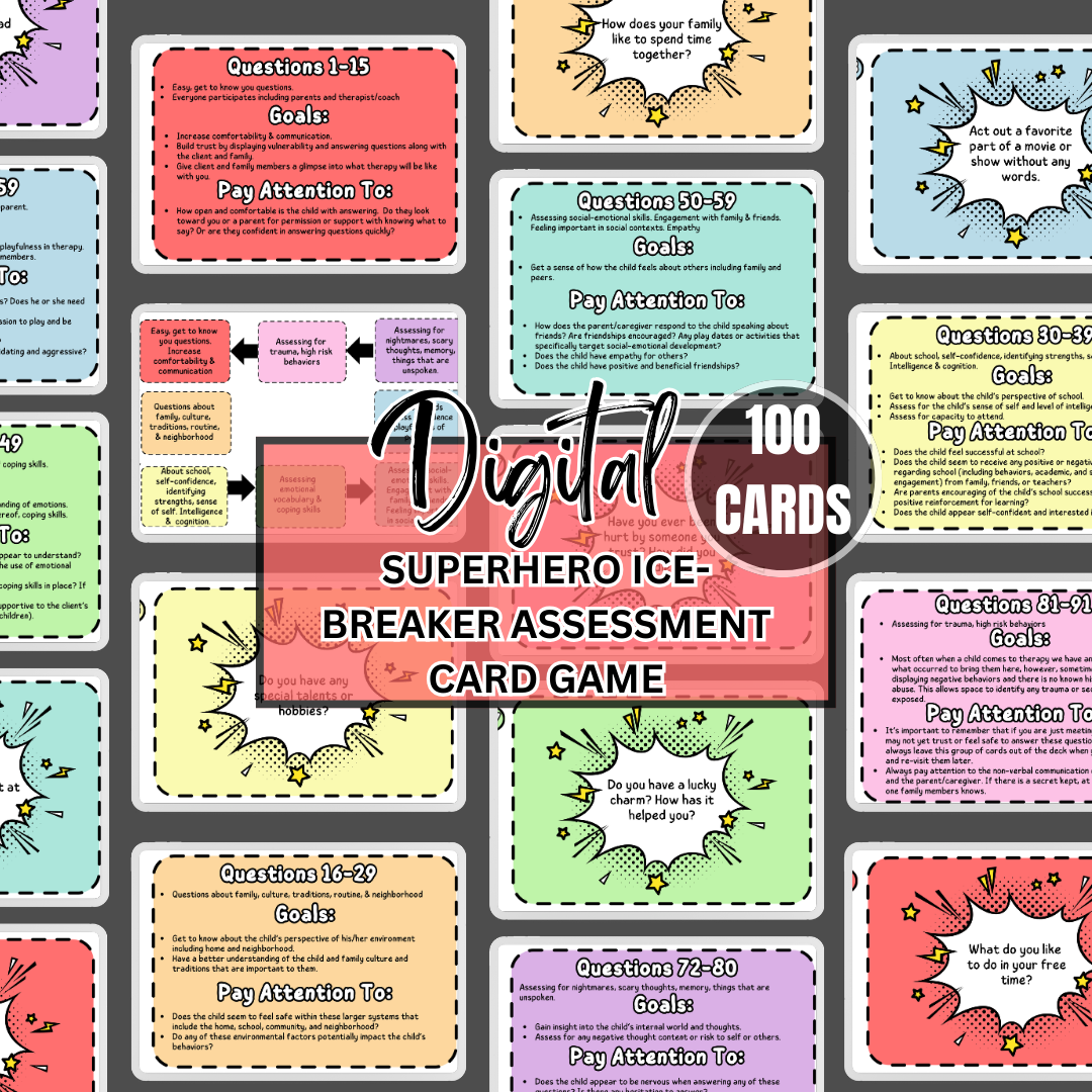 DIGITAL SuperHero Ice-Breaker Game | Play Therapy Intake Assessment Ca ...